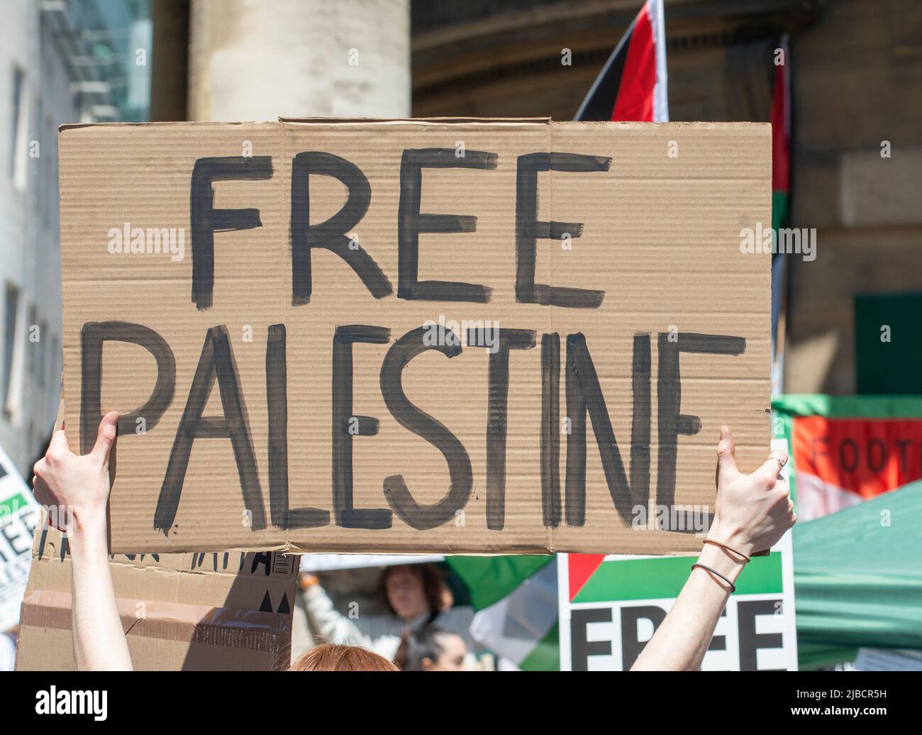 Campaign sign at the End Apartheid - Free Palestine demonstration march ...
