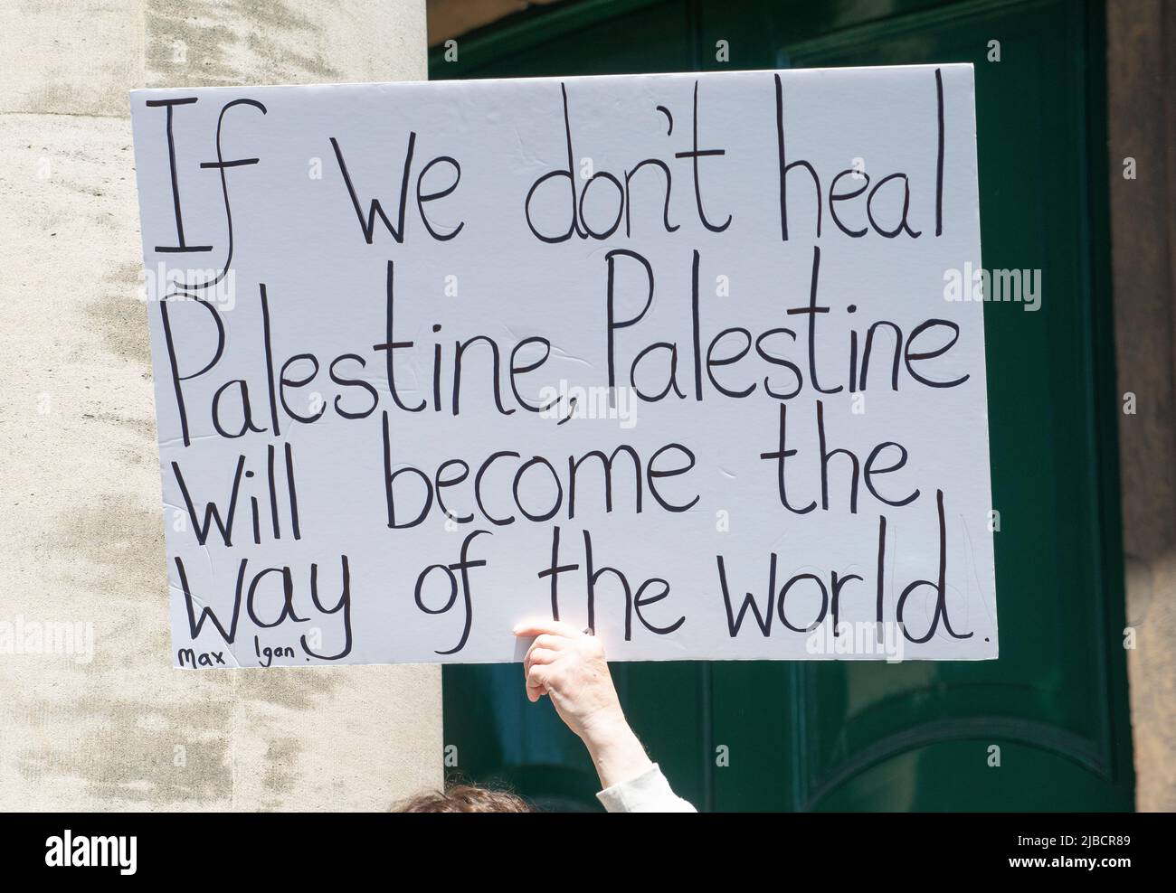 Campaign sign at the End Apartheid - Free Palestine demonstration march ...