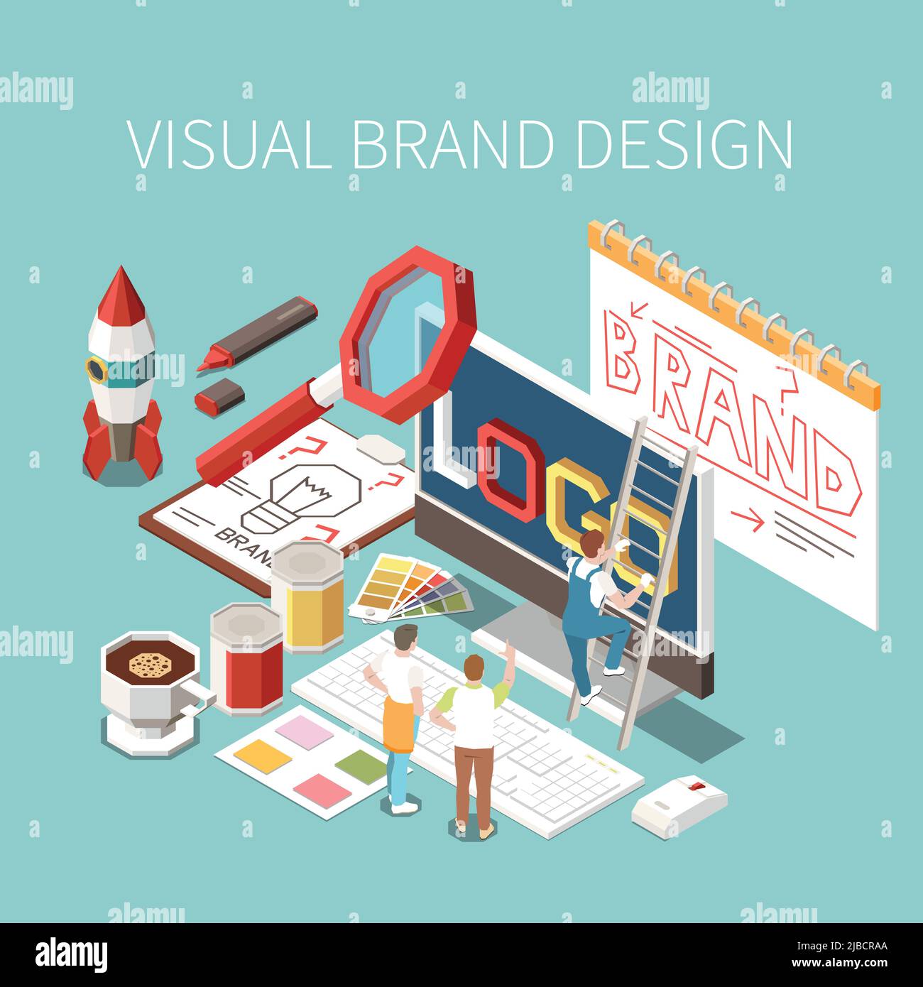 Visual design and brand building concept with graphic designer work ...