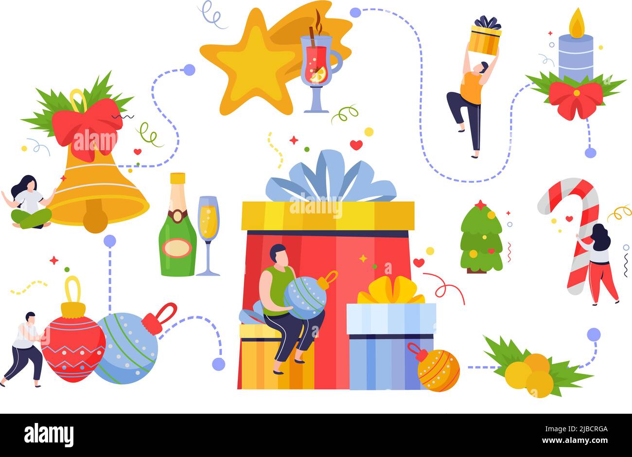 Merry christmas and happy new year composition with flowchart of ...