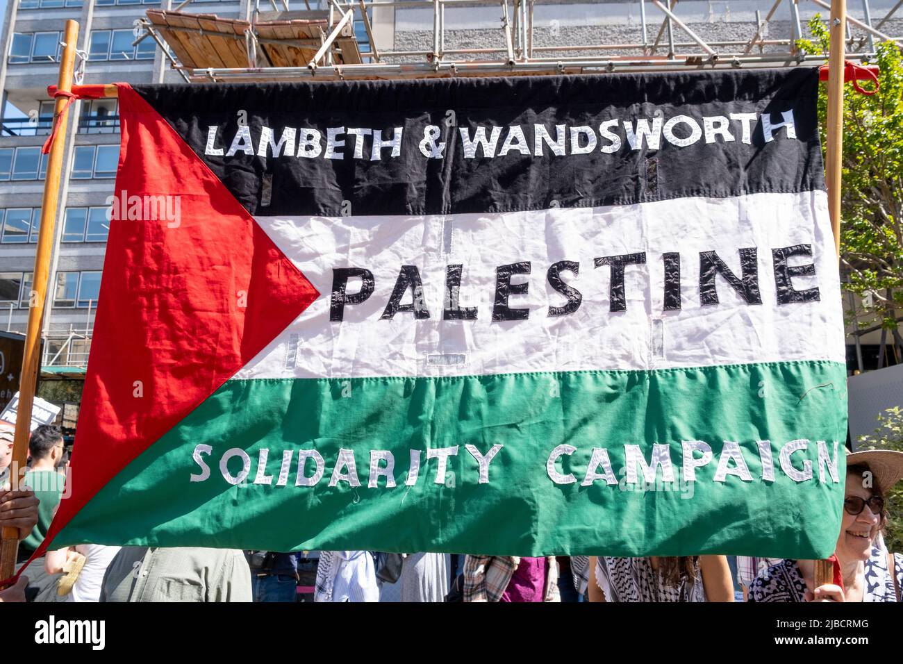 Campaign sign at the End Apartheid - Free Palestine demonstration march ...