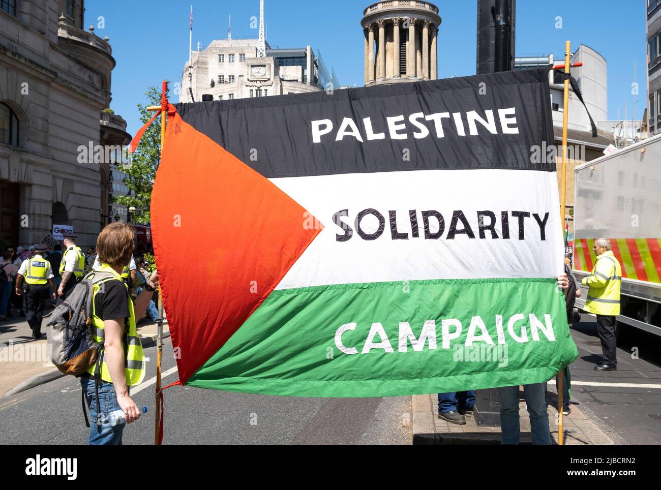 Campaign sign at the End Apartheid - Free Palestine demonstration march ...