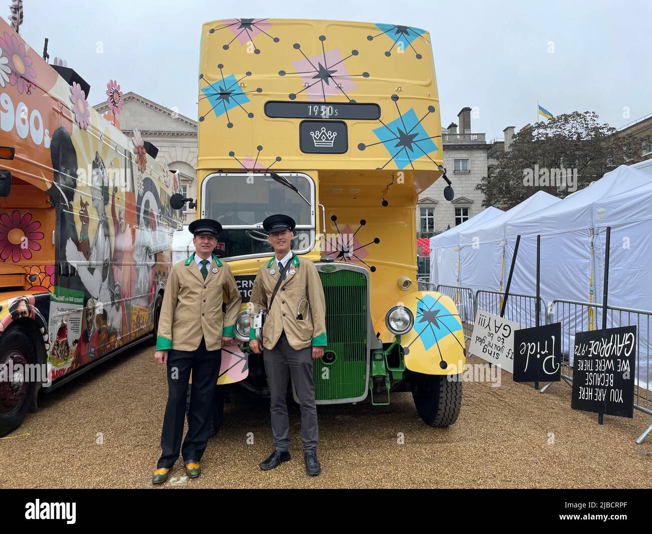 Richard Dixon, 63, (right) and Ivan Fisher, 42, with their 1950s bus ...