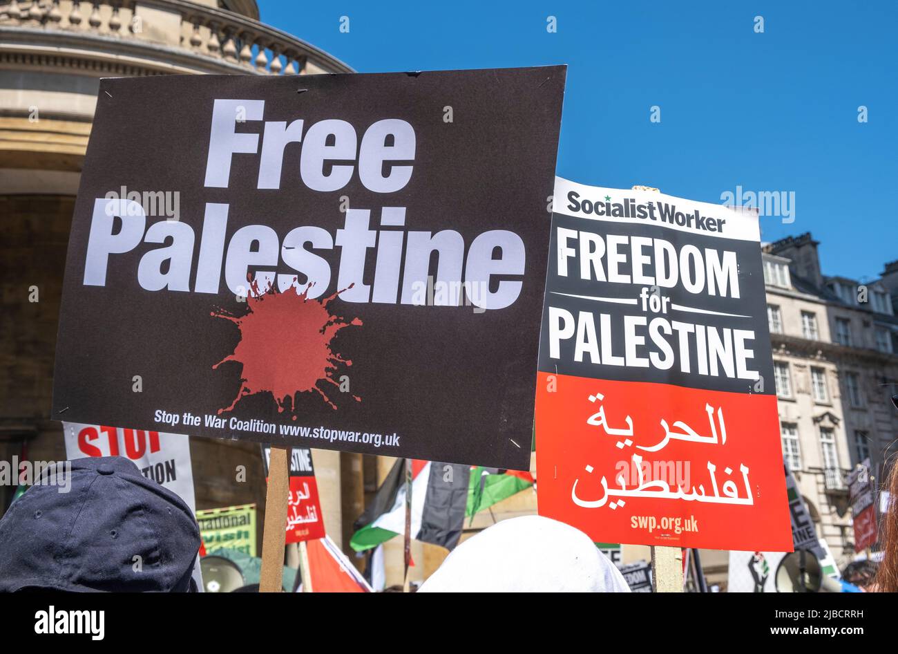Campaign sign at the End Apartheid - Free Palestine demonstration march ...