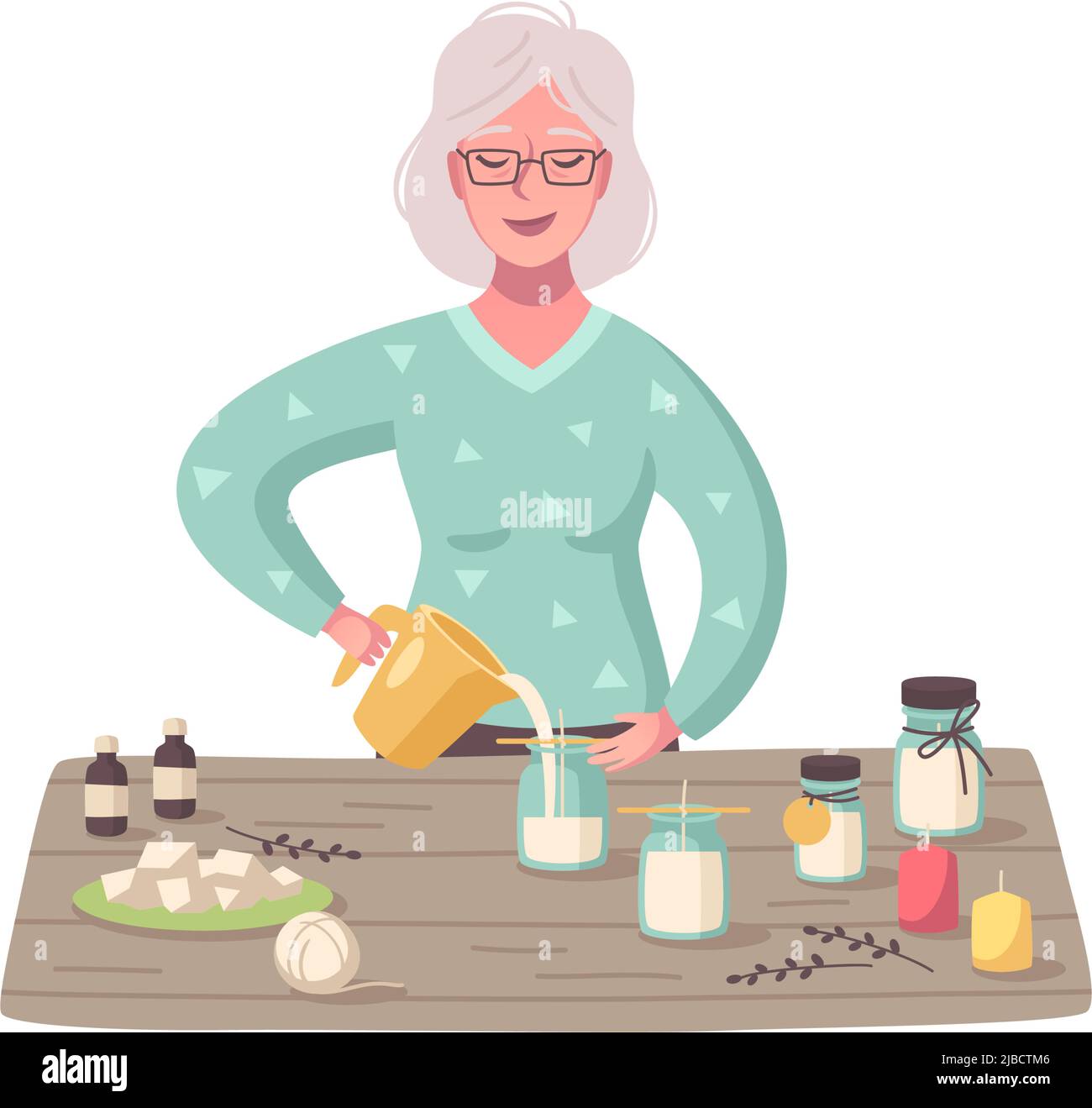 Elderly woman preparing Stock Vector Images - Alamy