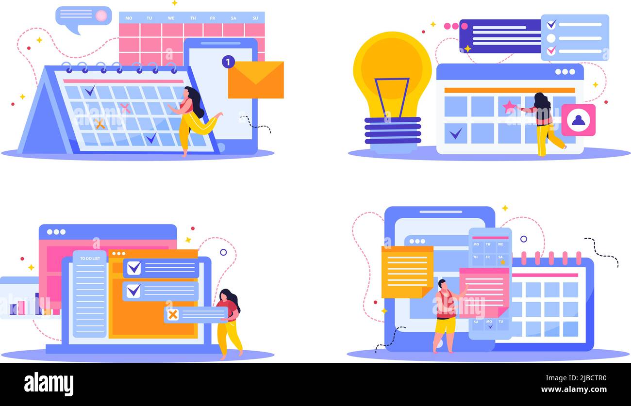 Set of four planning and scheduling flat compositions with gadgets ...