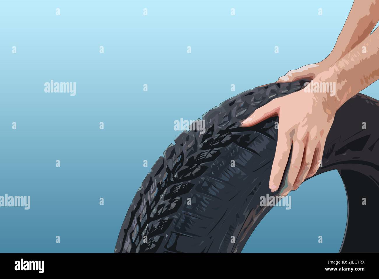 male mechanic holding a wrench and wheel, cartoon character, car tire ...