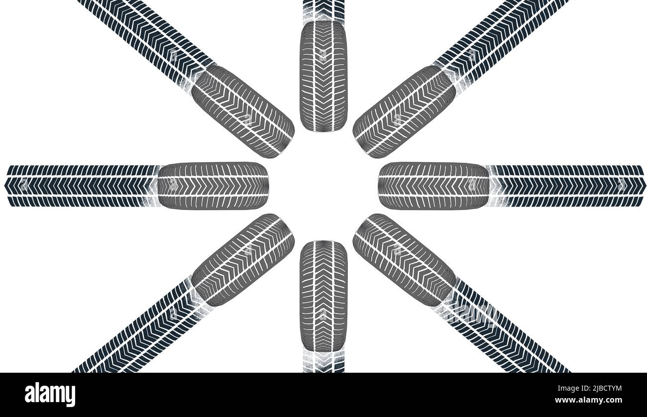 Black Tire Tracks Wheel Car or Transport Set on Road Texture Pattern ...