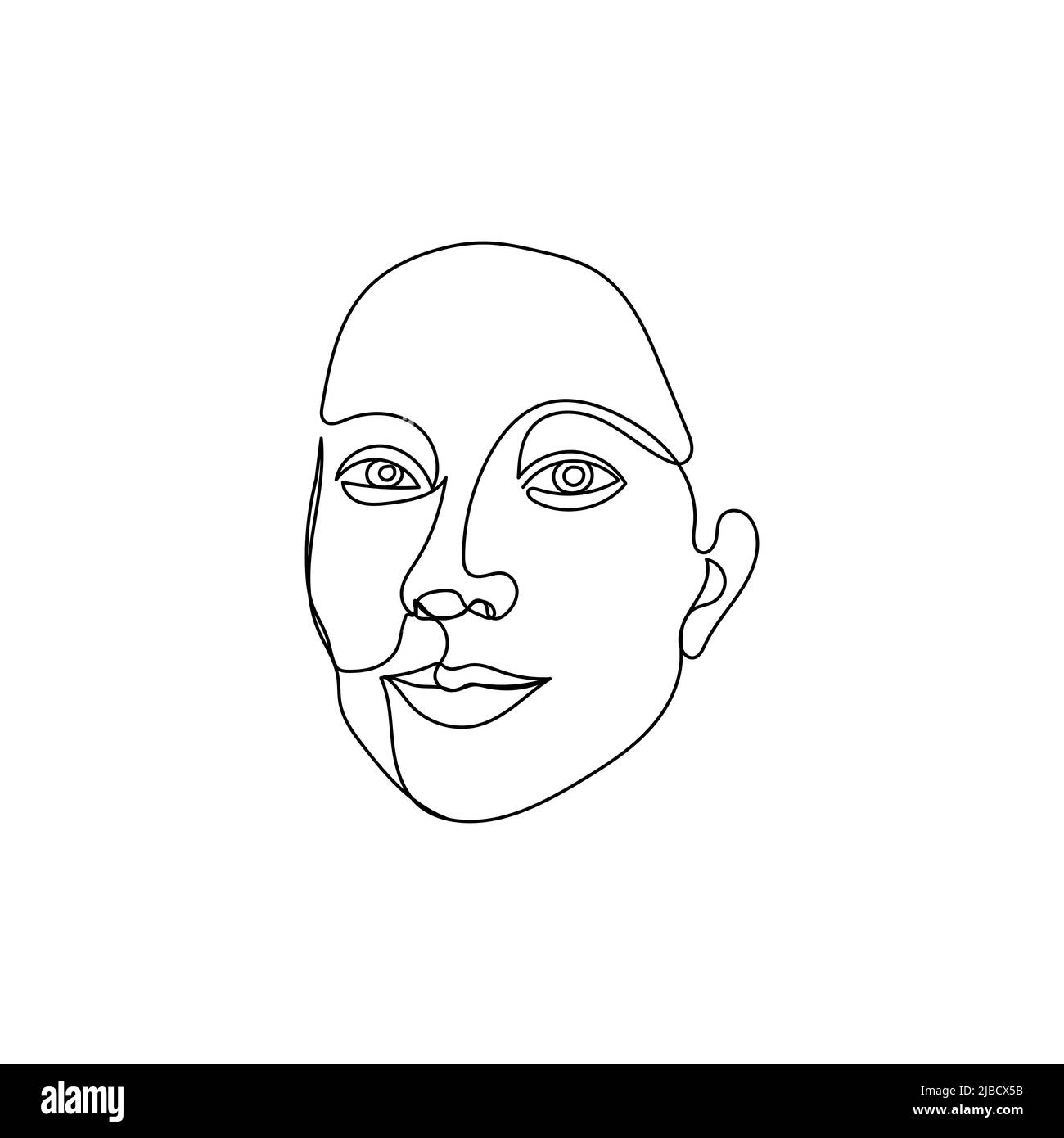 Female face single line drawing. Portrait of young beautiful girl Stock ...