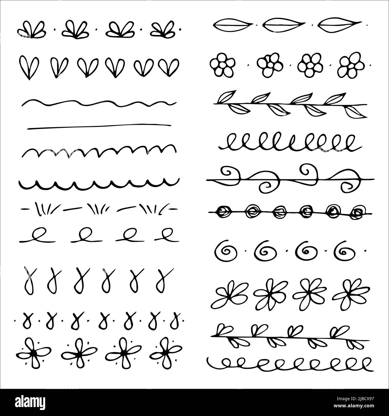 Collection of scribble design element of sketch underlines and signes ...