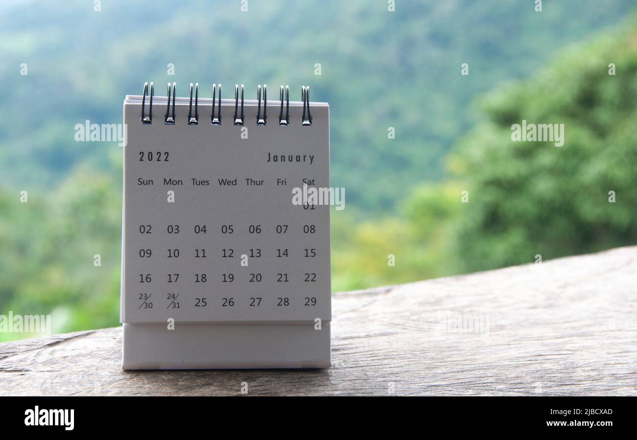 January month calendar with blurred nature background. Copy space Stock ...