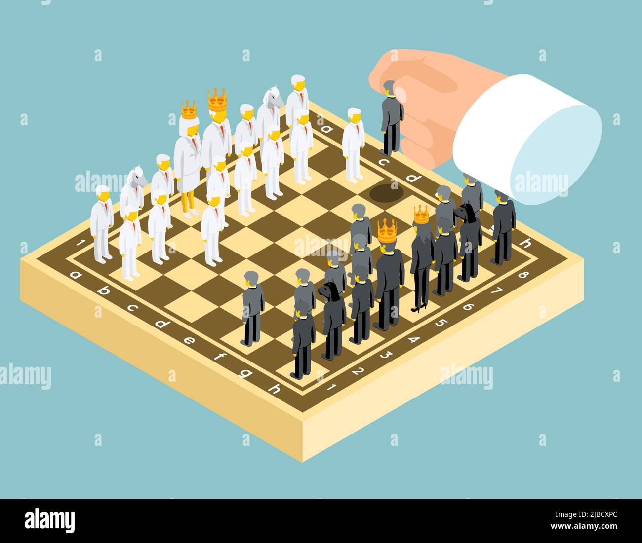 Isometric 3d business chess figures. Business strategy concept ...