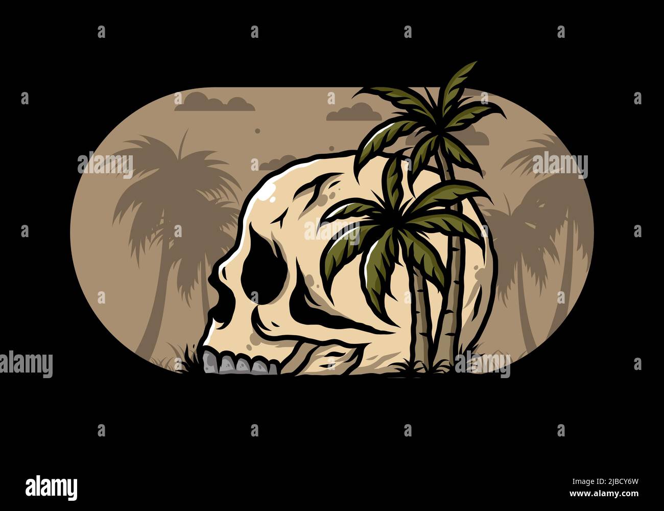 Beach with dead trees Stock Vector Images - Alamy