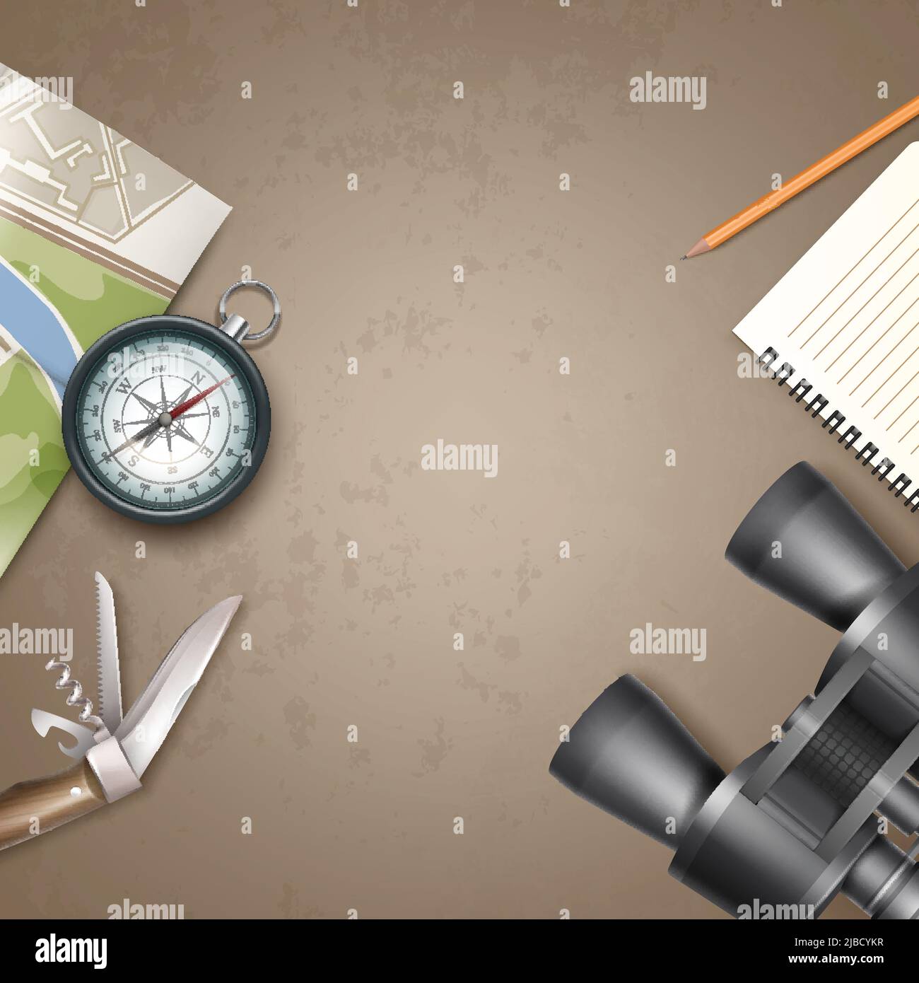 Binoculars compass on map compass hi-res stock photography and images - Alamy