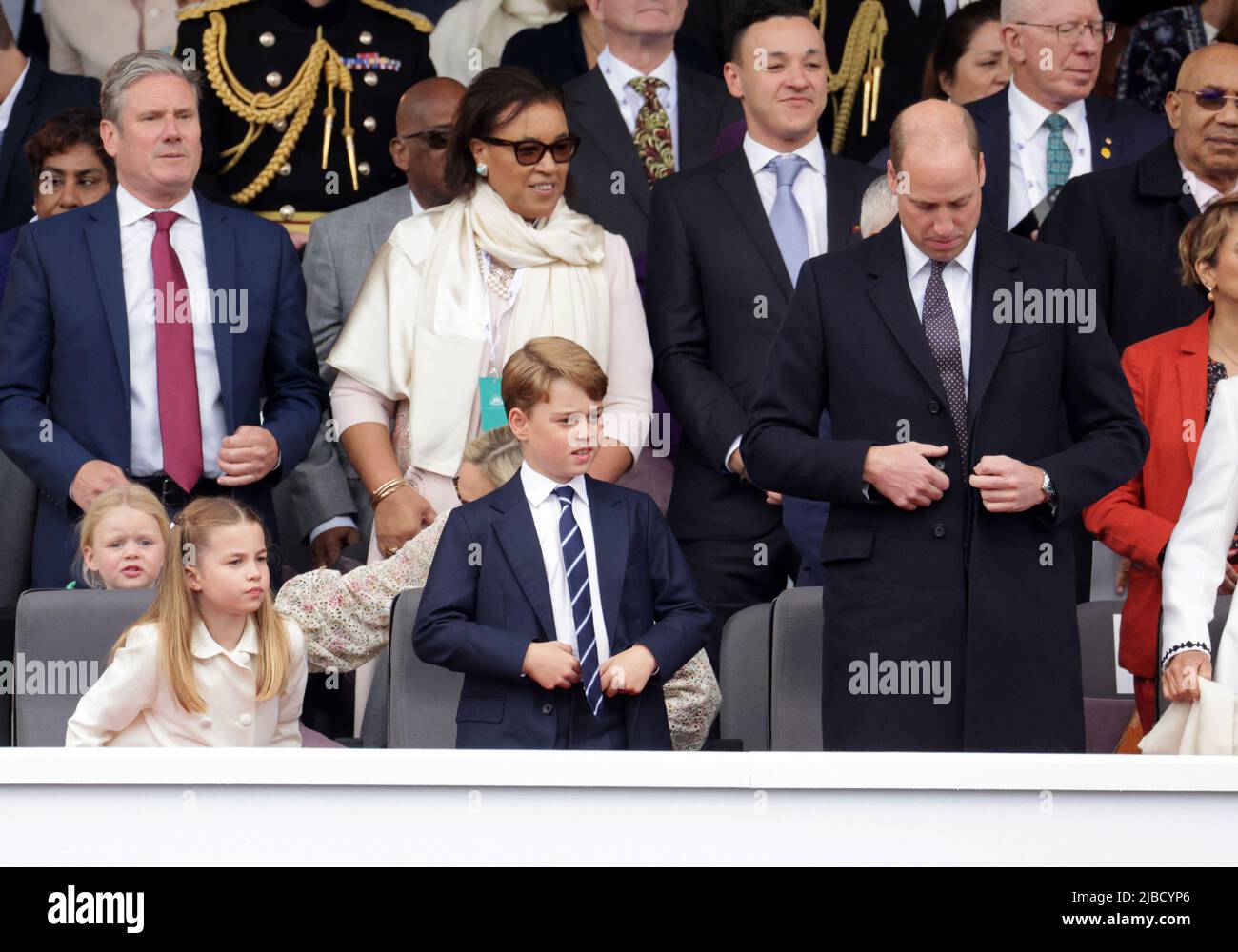 Princess Charlotte, Prince George and the Duke of Cambridge during the ...