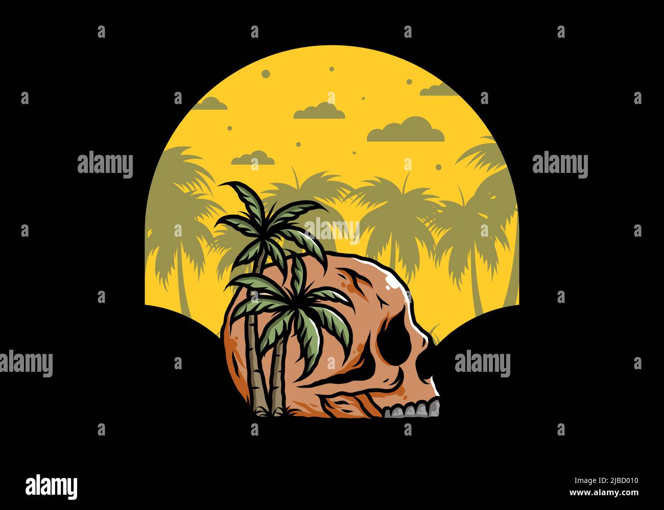 Beach with dead trees Stock Vector Images - Alamy