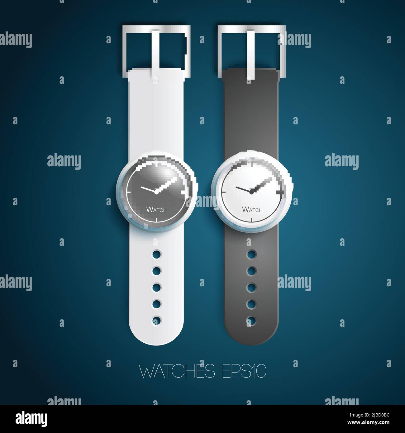 Classic swiss watches with white gray leather wristbands and dials in ...