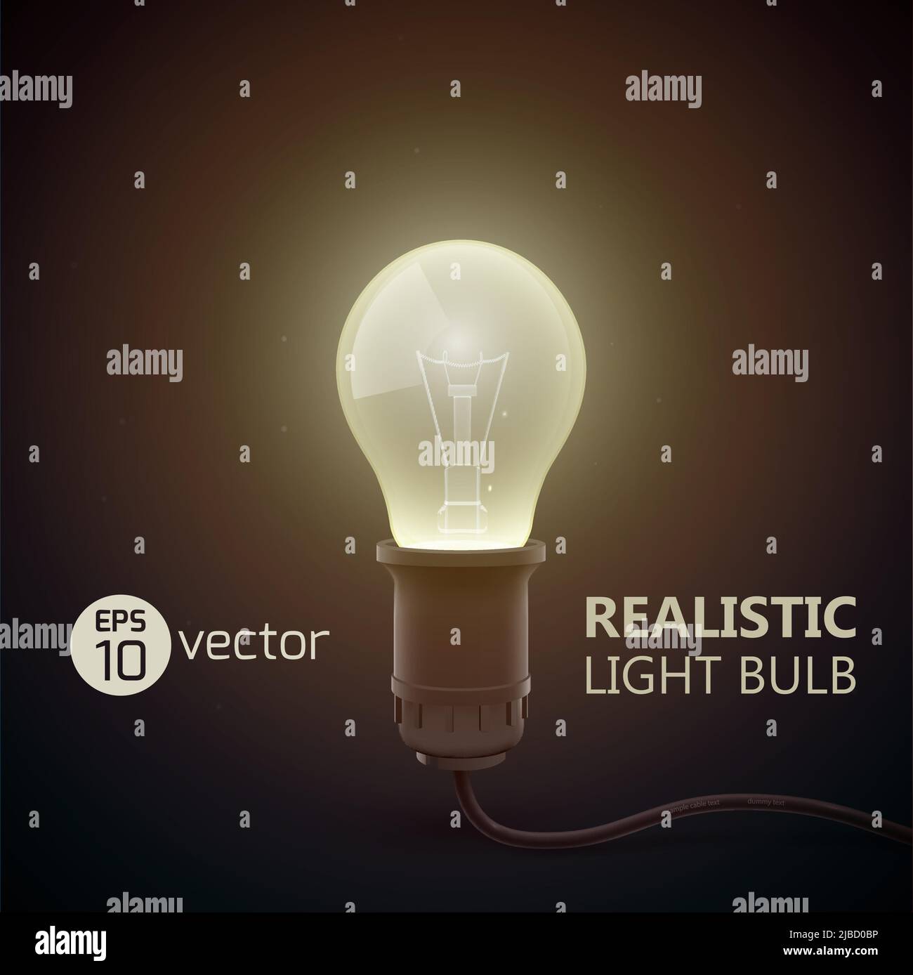 Real light bulb stylish composition with bih light headline and light ...