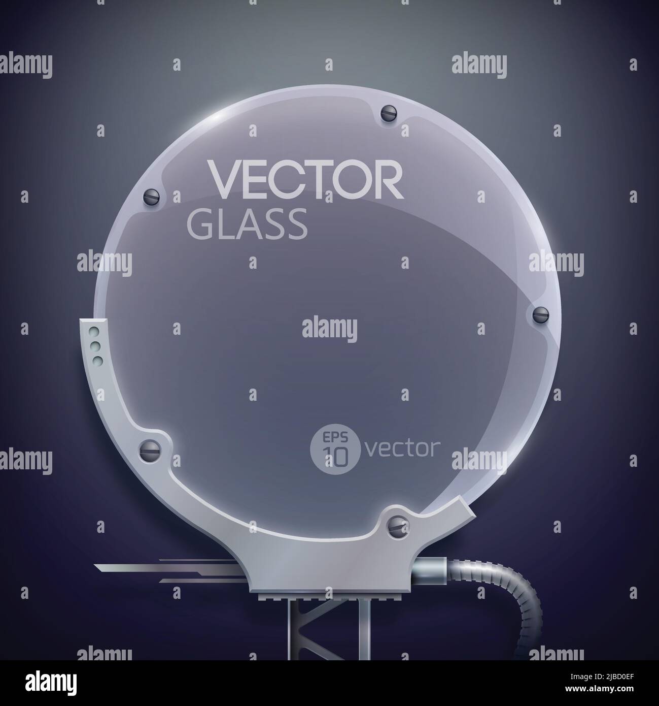 Abstract clean template with electric glass transparent sphere on dark ...