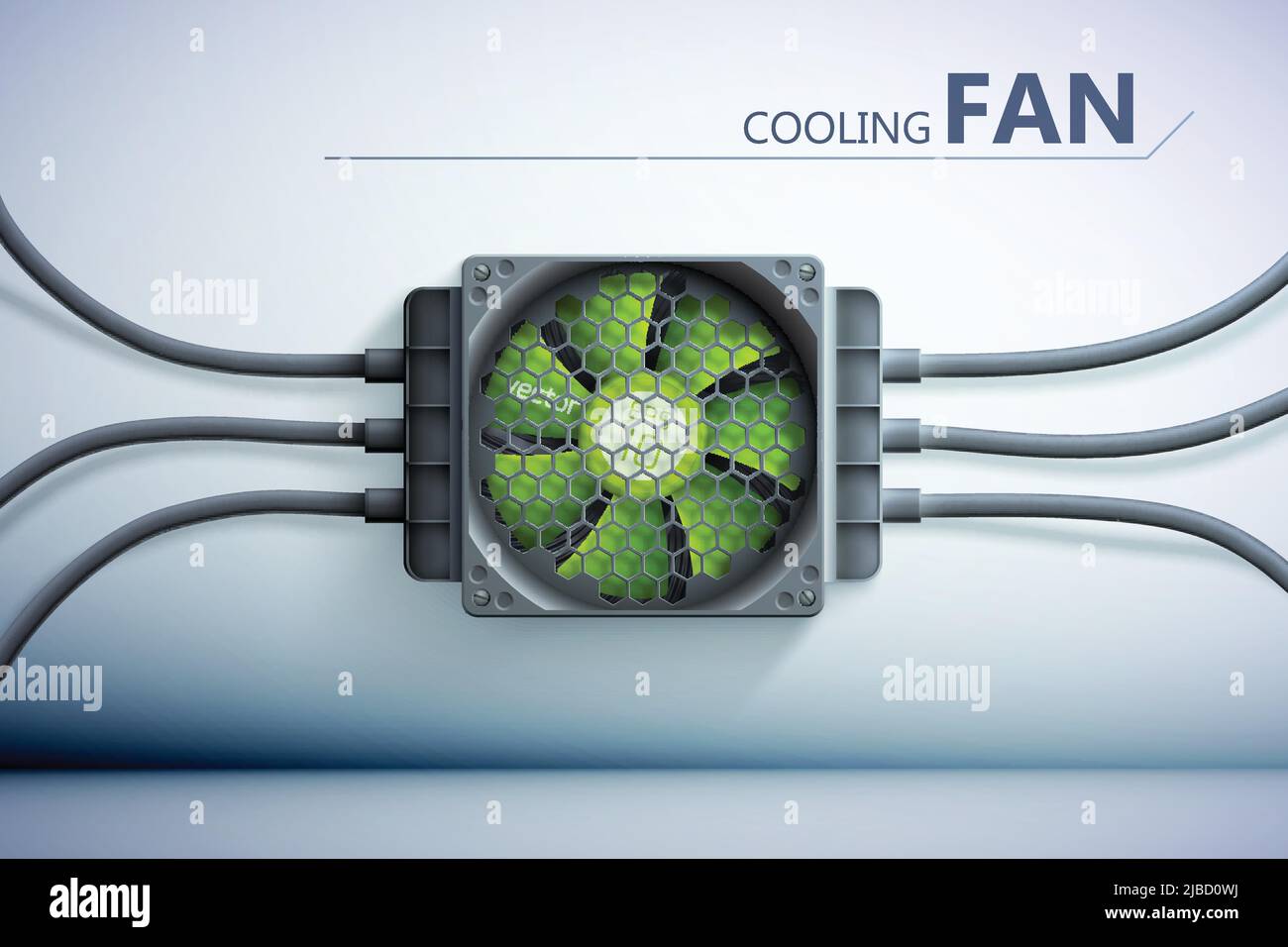 Cooling system template with realistic green plastic cooler grid on ...