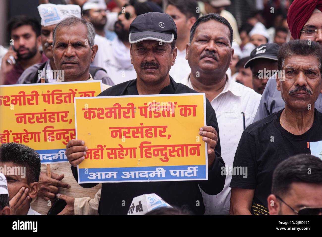 June 5, 2022, Delhi, Delhi, India: A man holds placard at a Protest ...