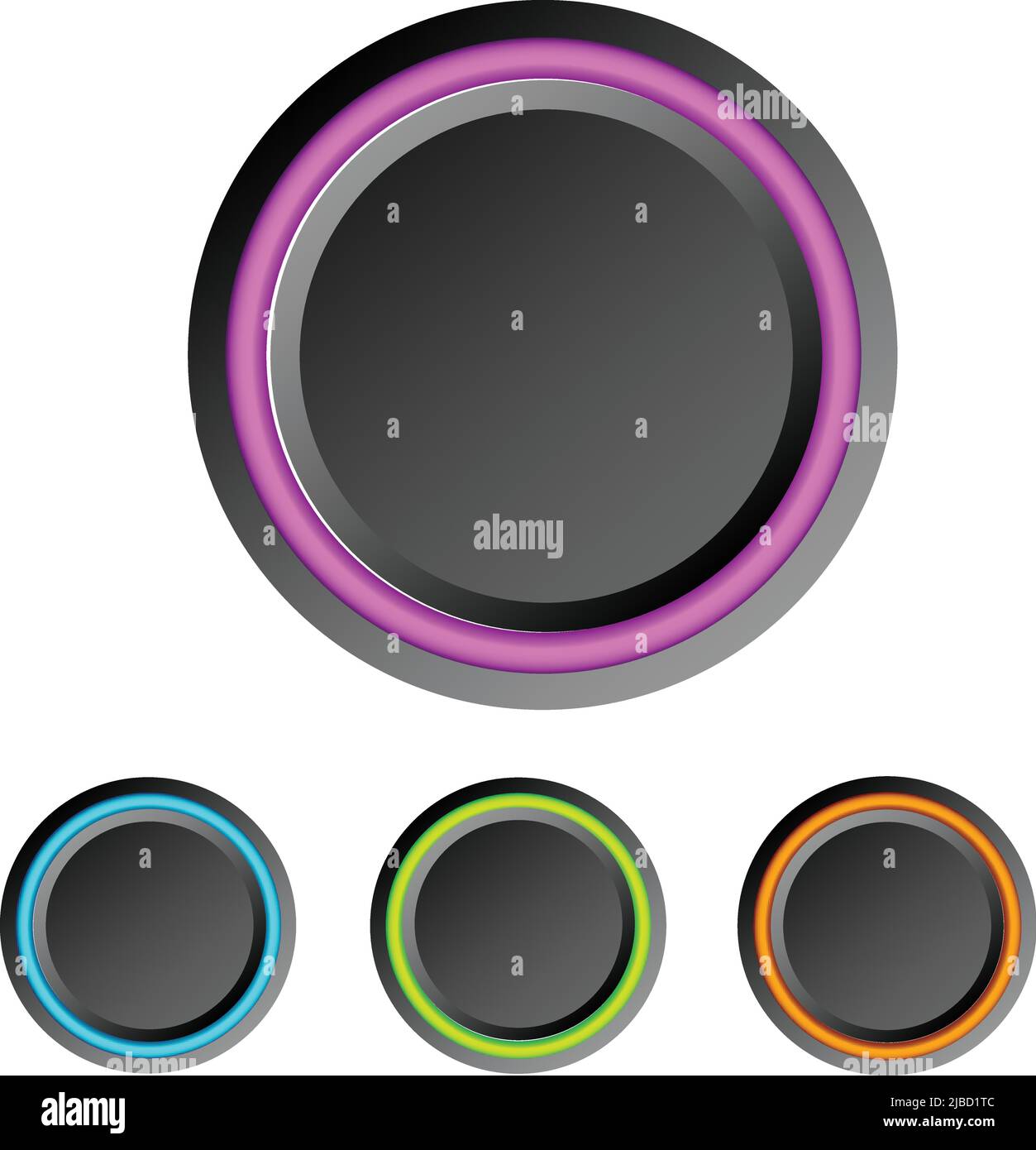 Abstract user interface elements set with dark blank round buttons and ...