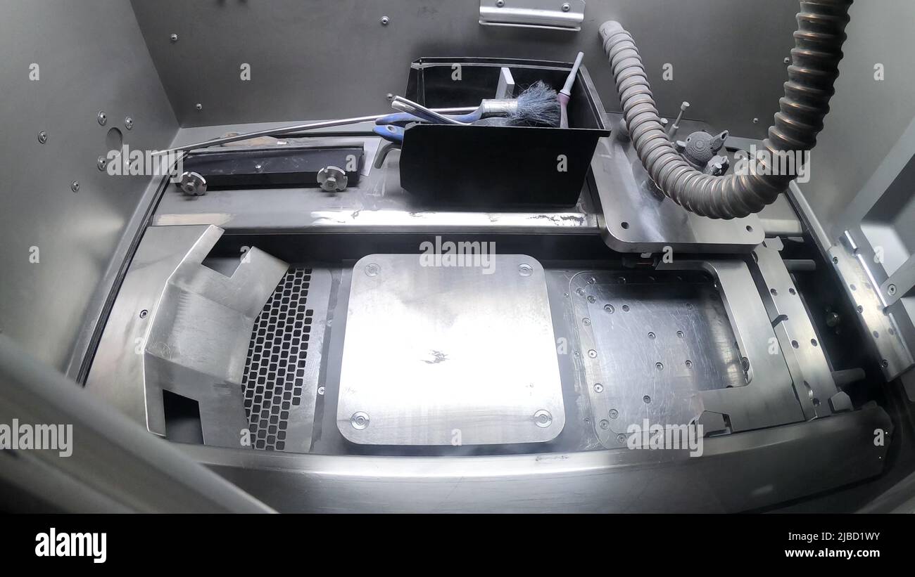 Empty Working Chamber of 3D Printer for Metal Close-up. Laser Sintering ...