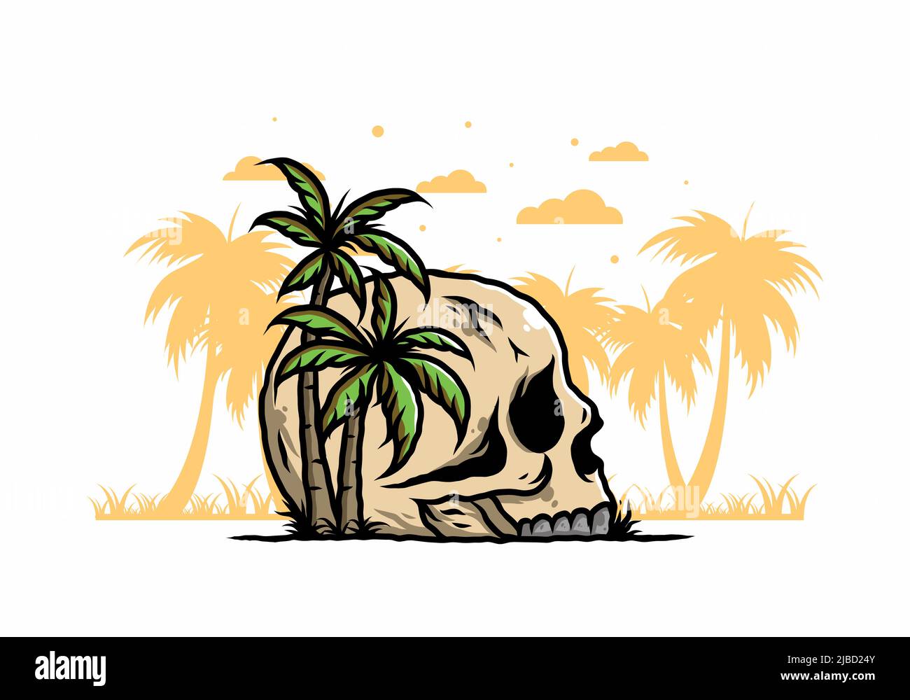 Beach with dead trees Stock Vector Images - Alamy