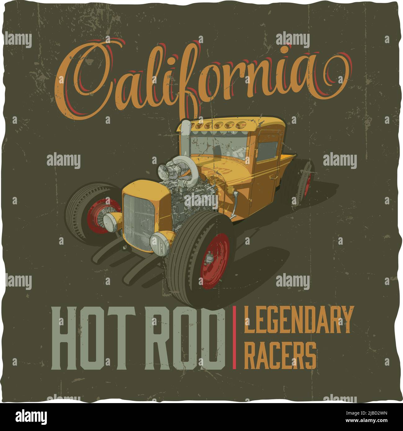 California Legendary racers poster with design for t-shirt vector ...