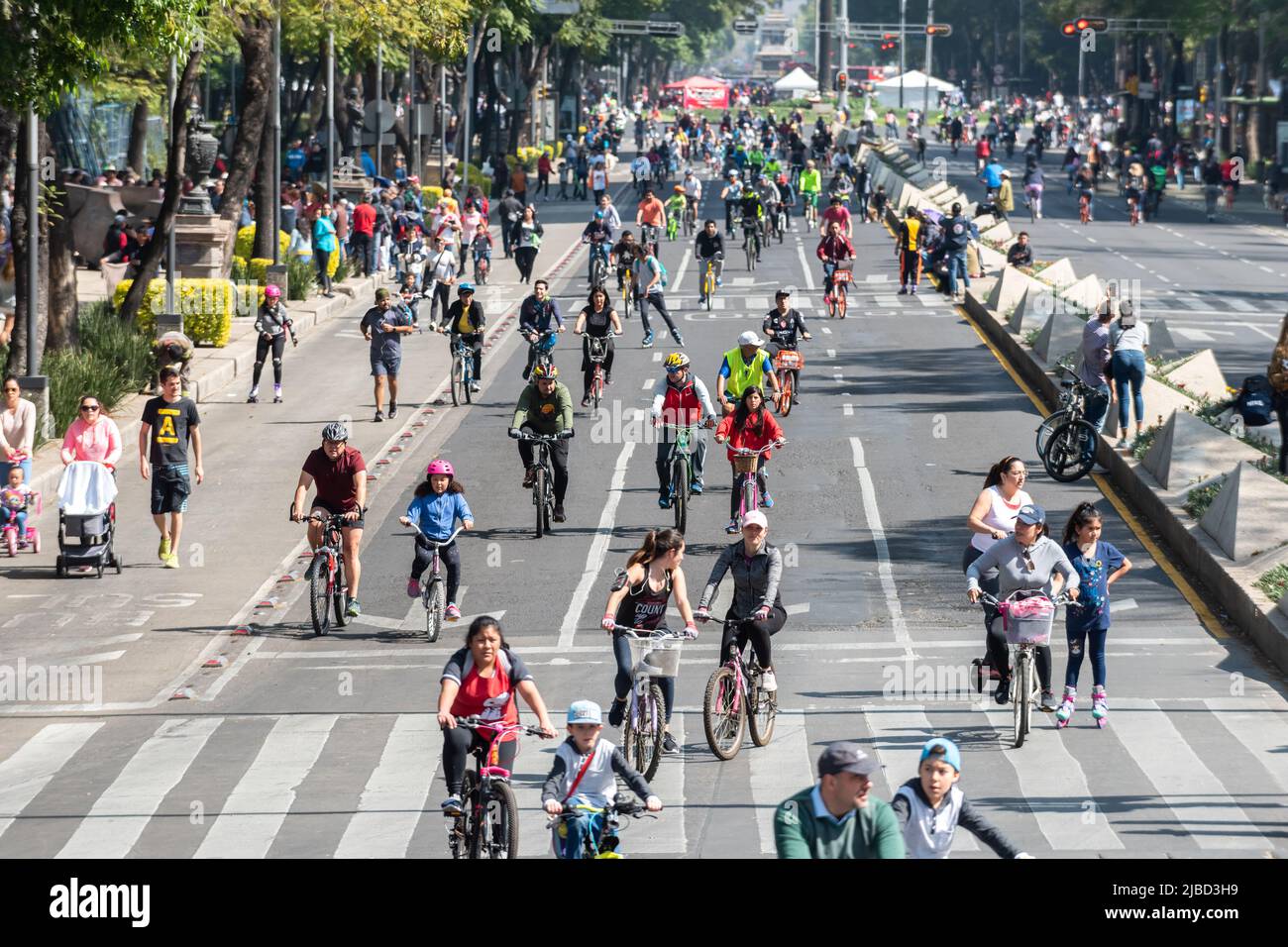 Mexico City, January 20th 2019: The weekly Sunday bike ride on Paseo de ...