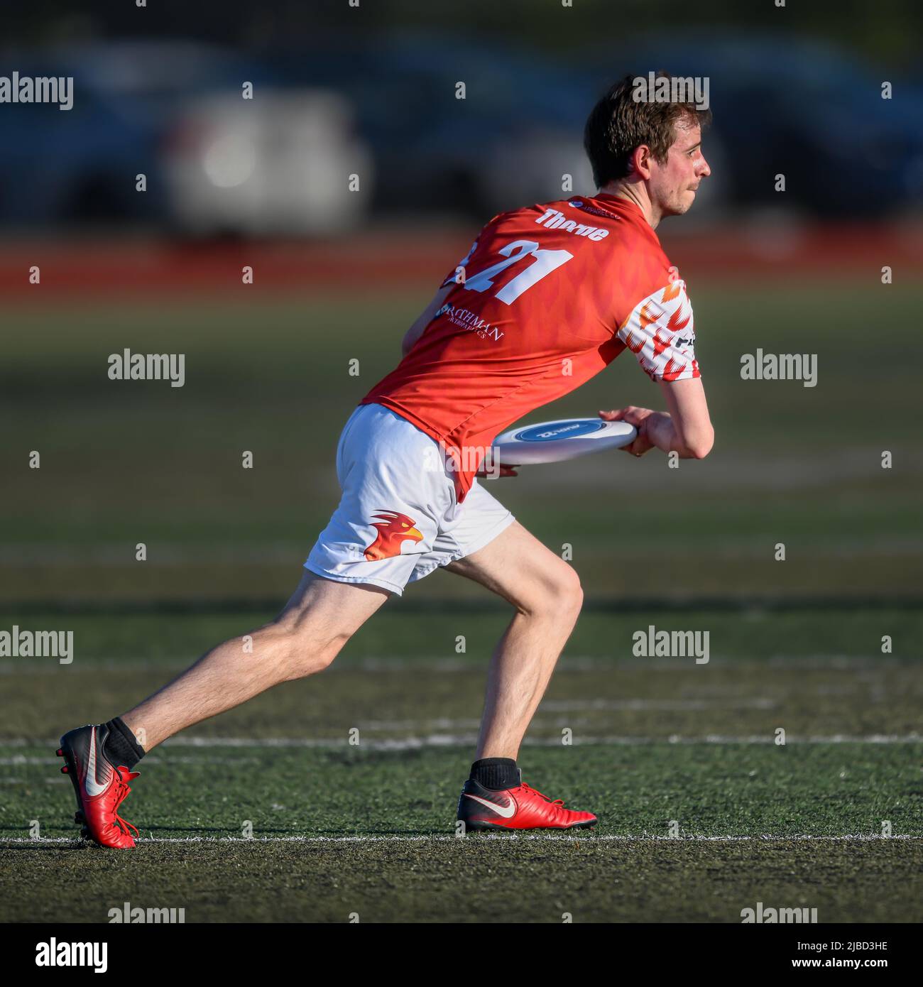 Ultimate frisbee competition match - AUDL professional players throw ...