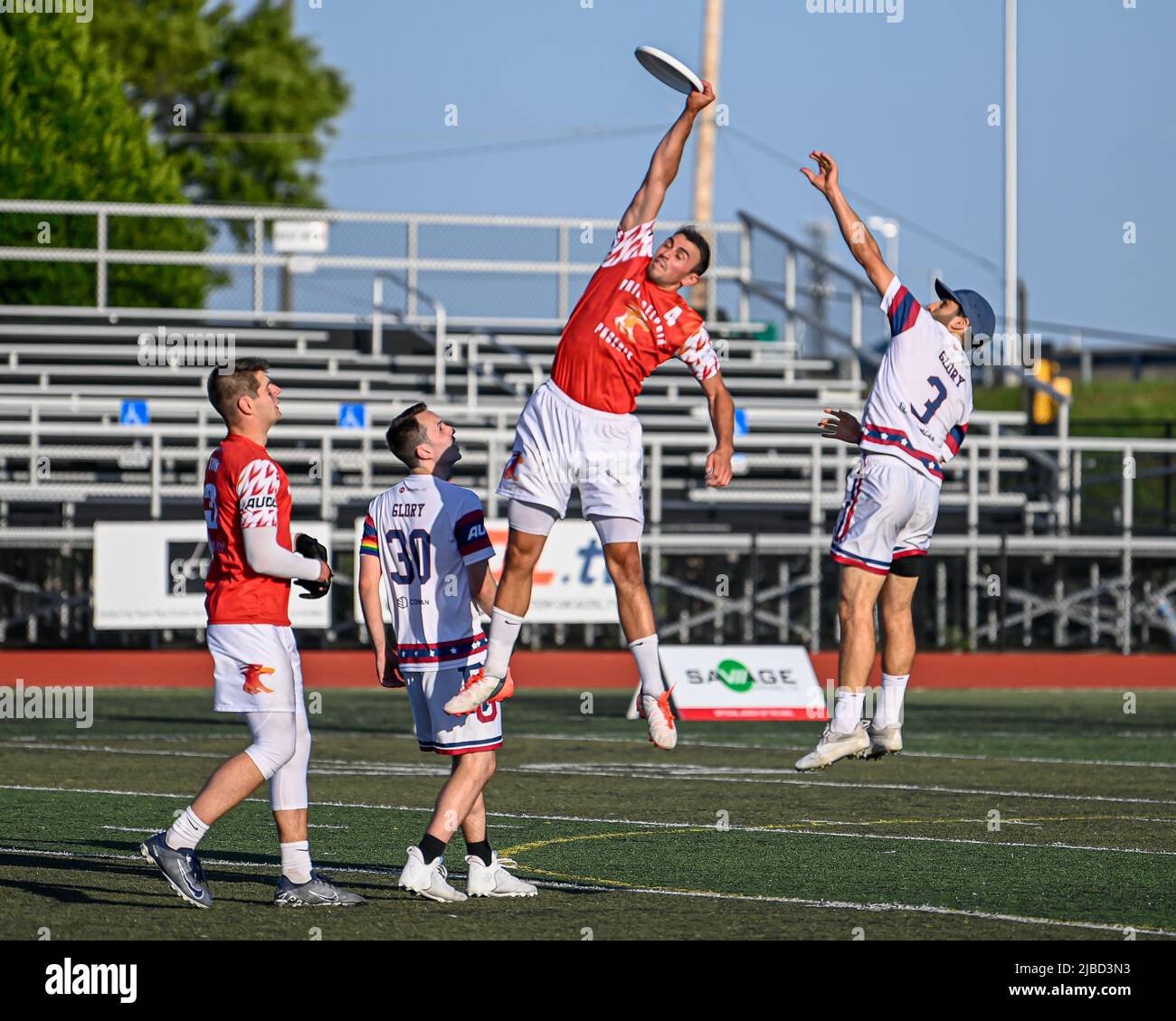Ultimate frisbee competition match - AUDL - professional players catch ...