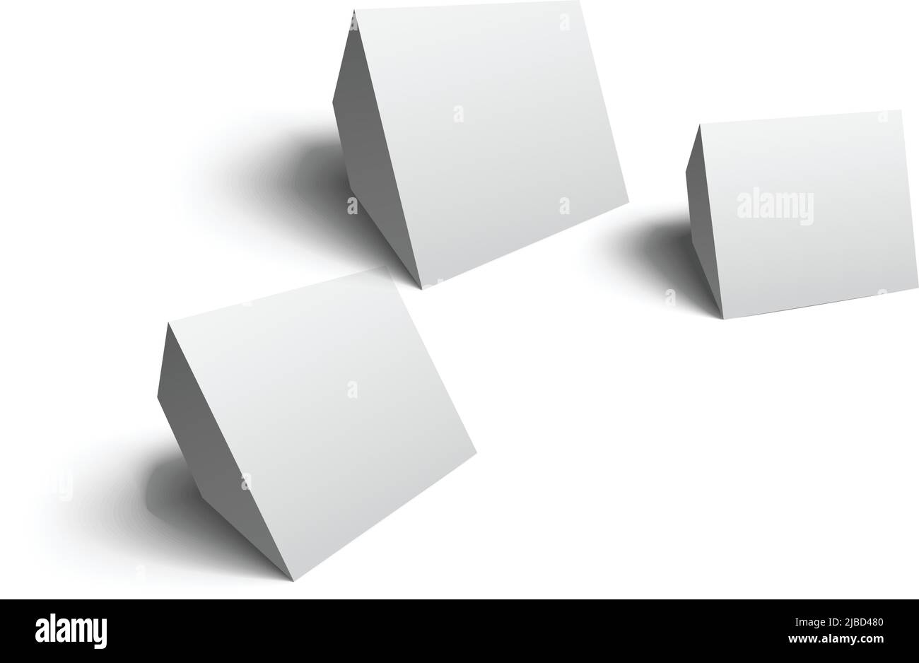 Abstract geometric cubes set in different positions on white background ...