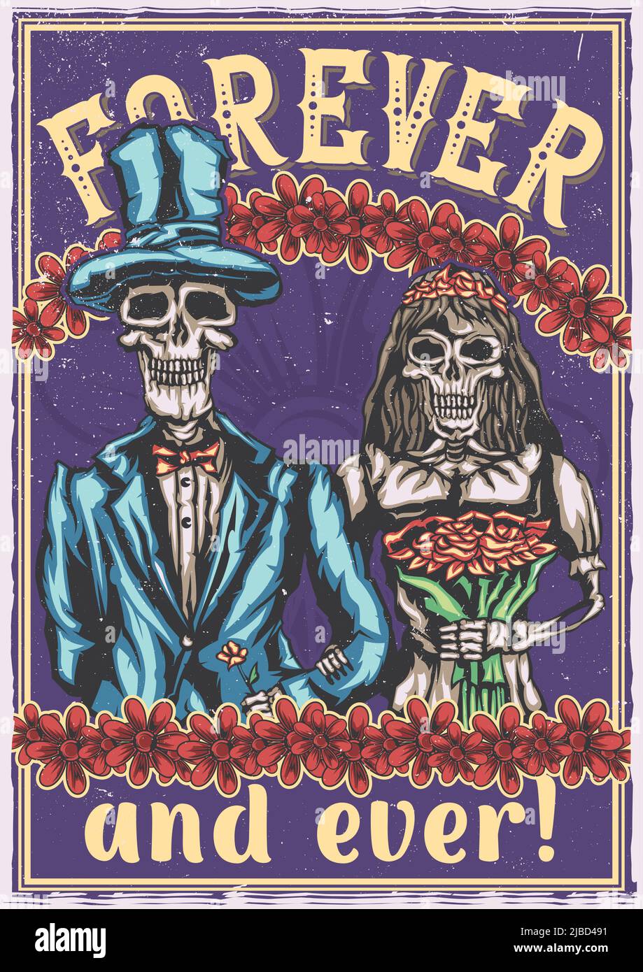 T-shirt or poster design with illustraion of dead bride and groom Stock ...