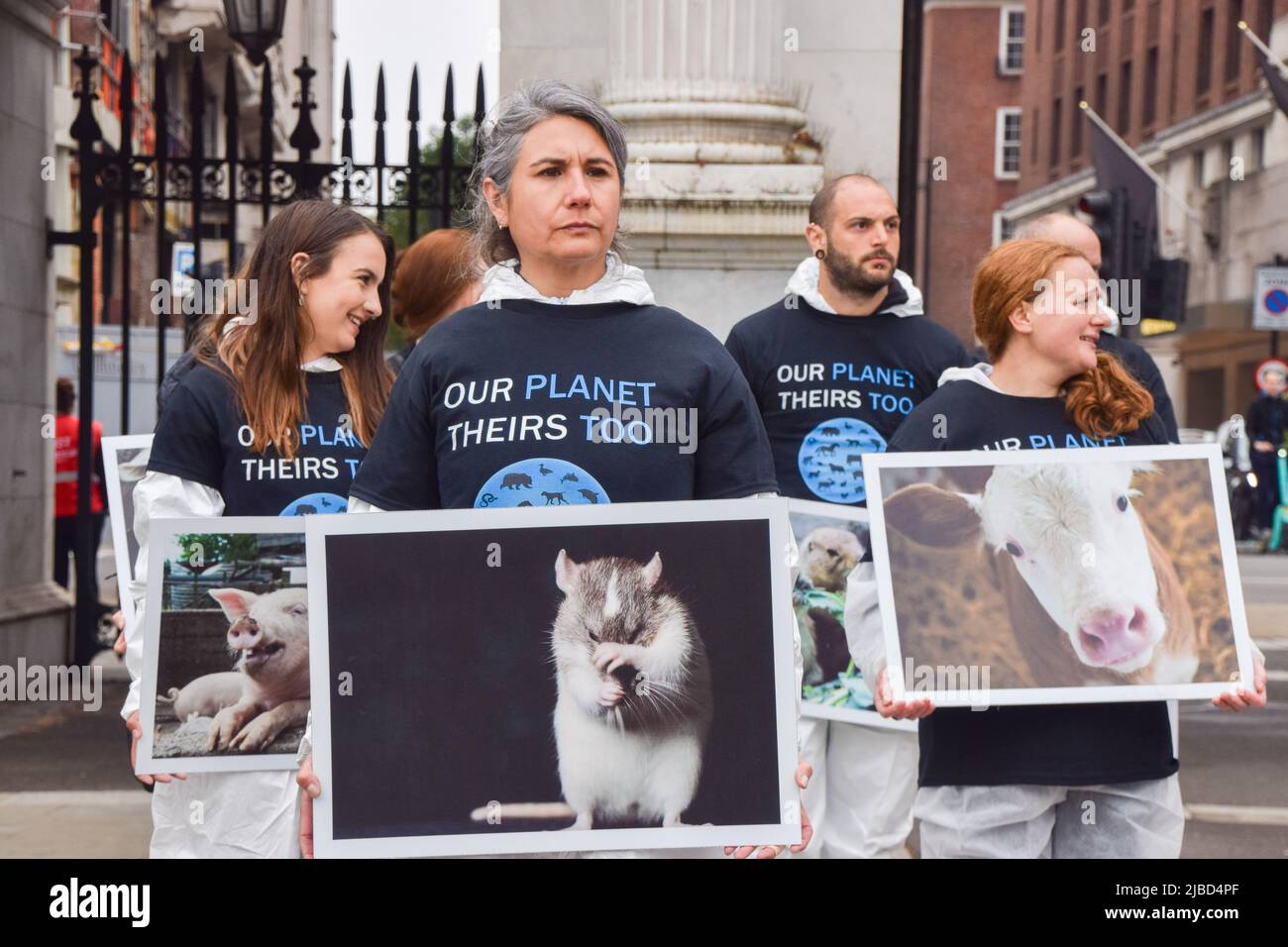 London, UK. 5th June 2022. Animal rights activists gathered in Marble ...