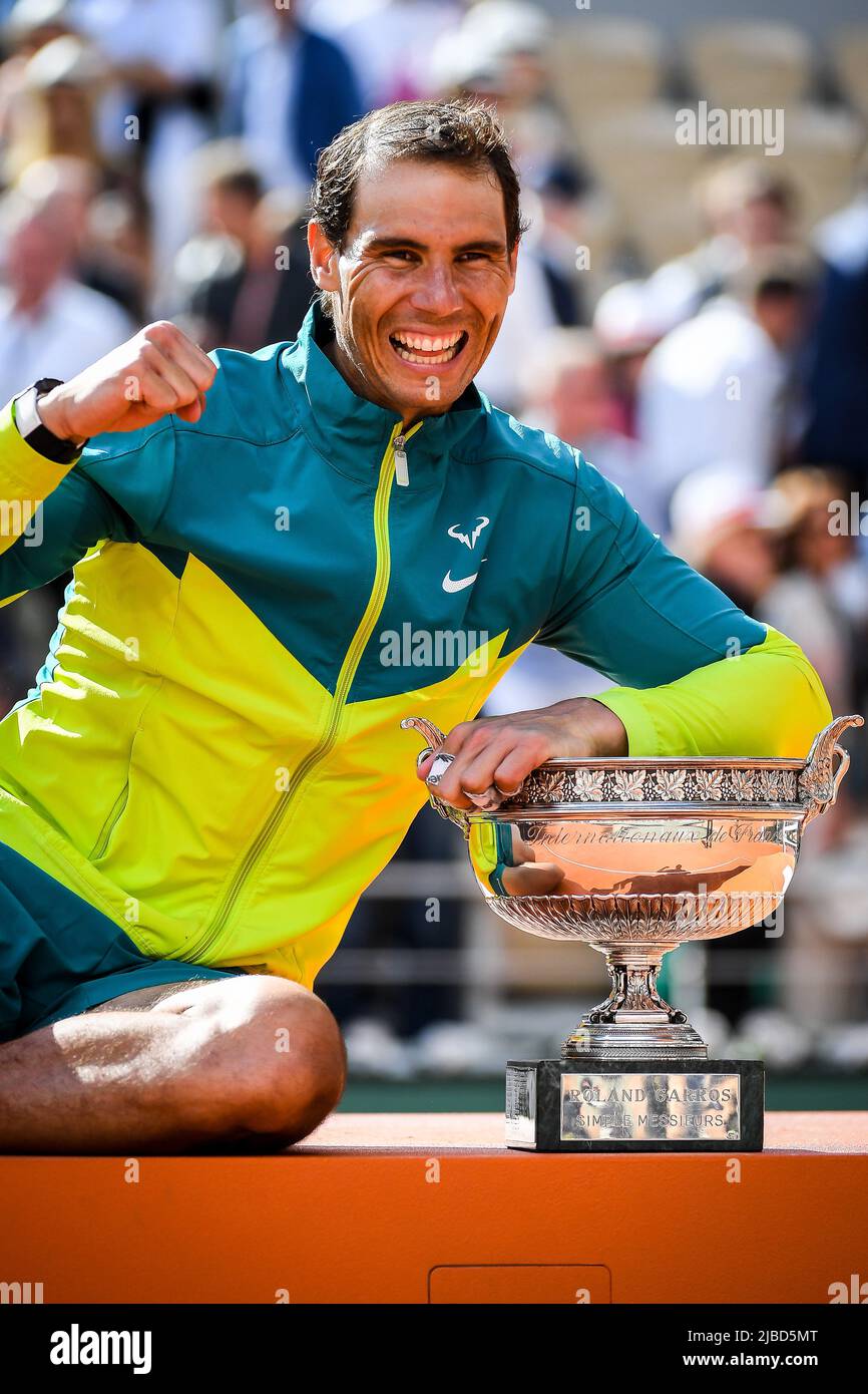Rafael nadal french open trophy hi-res stock photography and images - Alamy