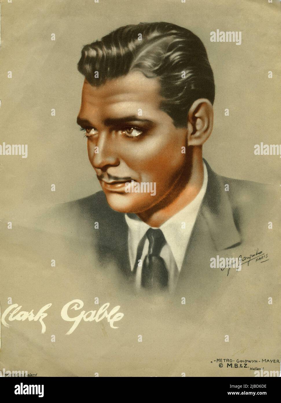 CLARK GABLE 1933 Portrait by Artist SERGIO GARGIULO publicity for Metro ...