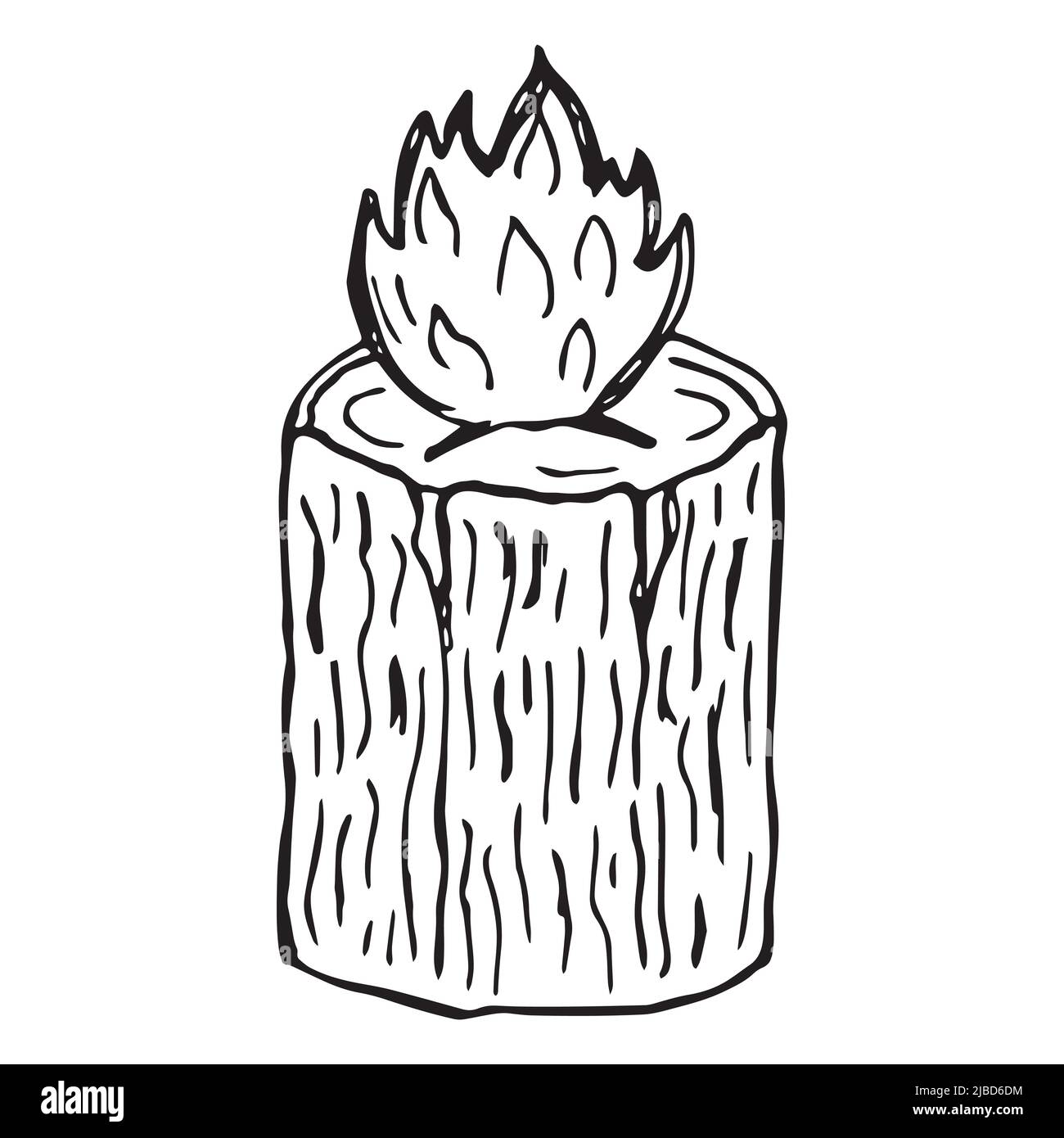 Hand drawn doodle campfire in the log. Vector Outline bonfire clipart ...