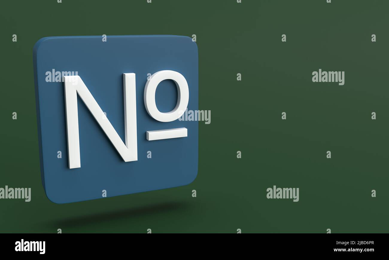 Numero sign icon as template for calculation and order on blue rounded ...