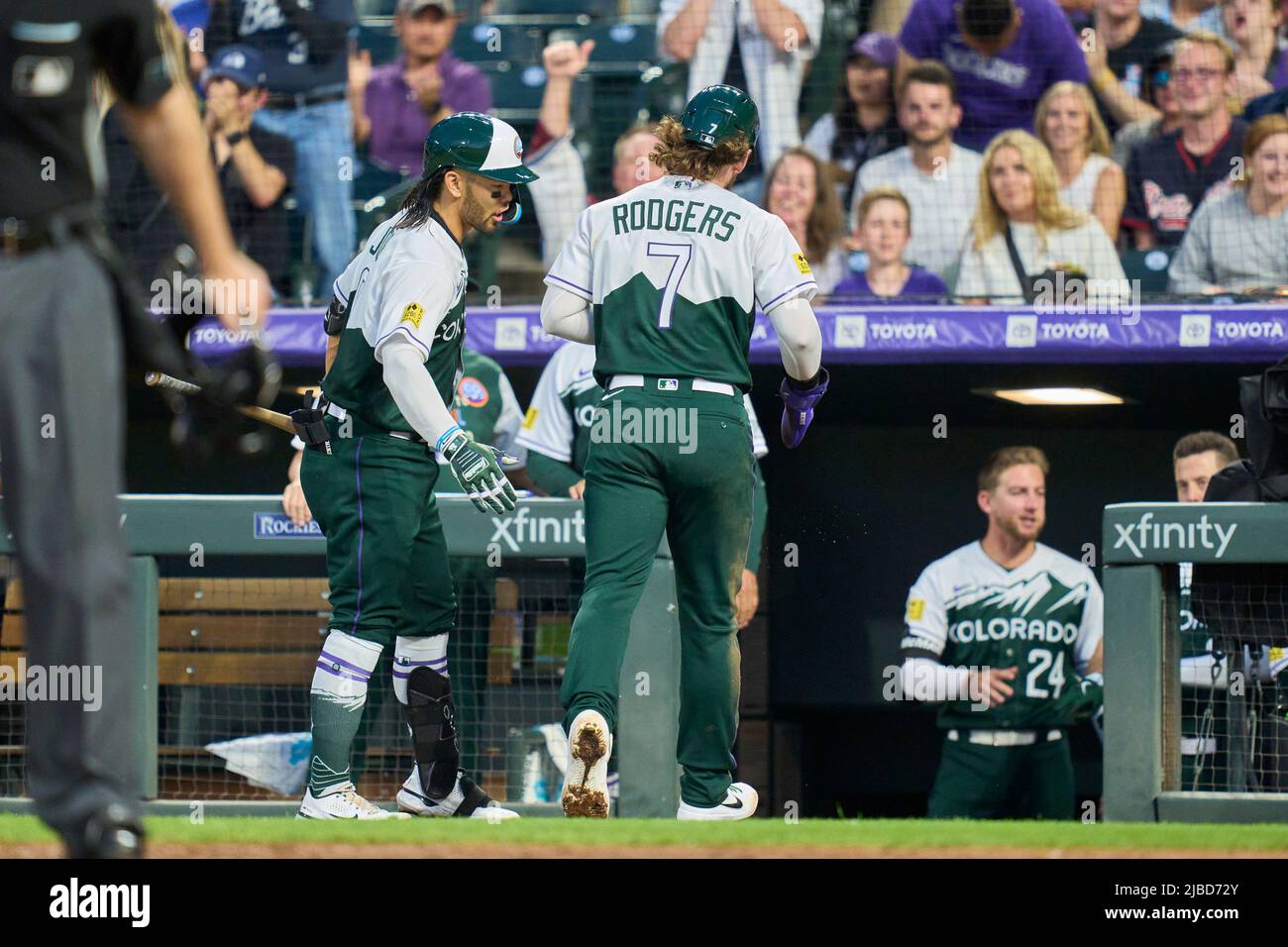 Denver CO, USA. 4th June, 2022. Colorado second baseman Brendan Rodgers ...