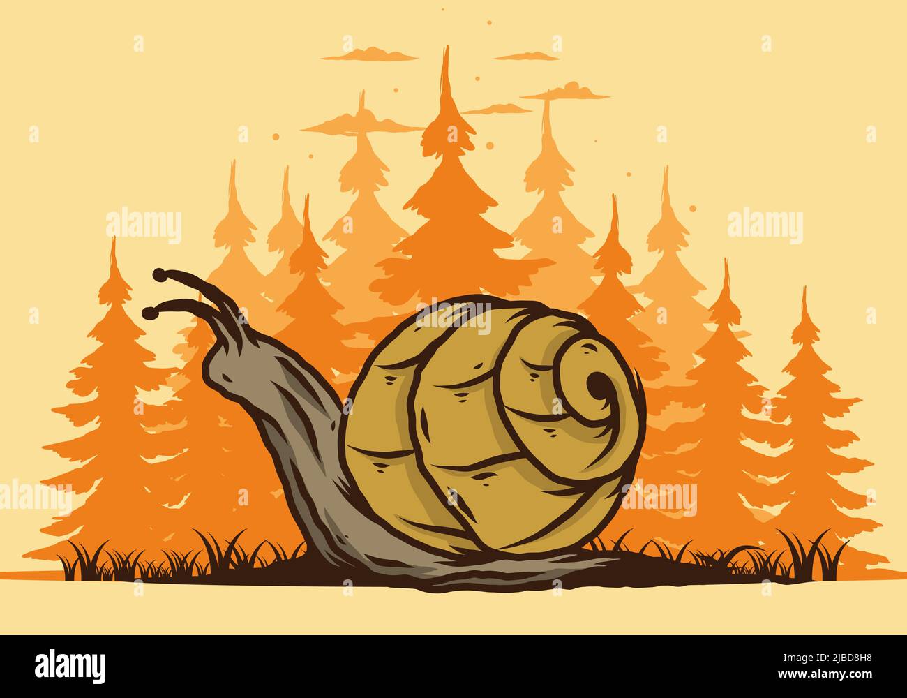 Big wild snail creeping in the forest illustration design Stock Vector ...
