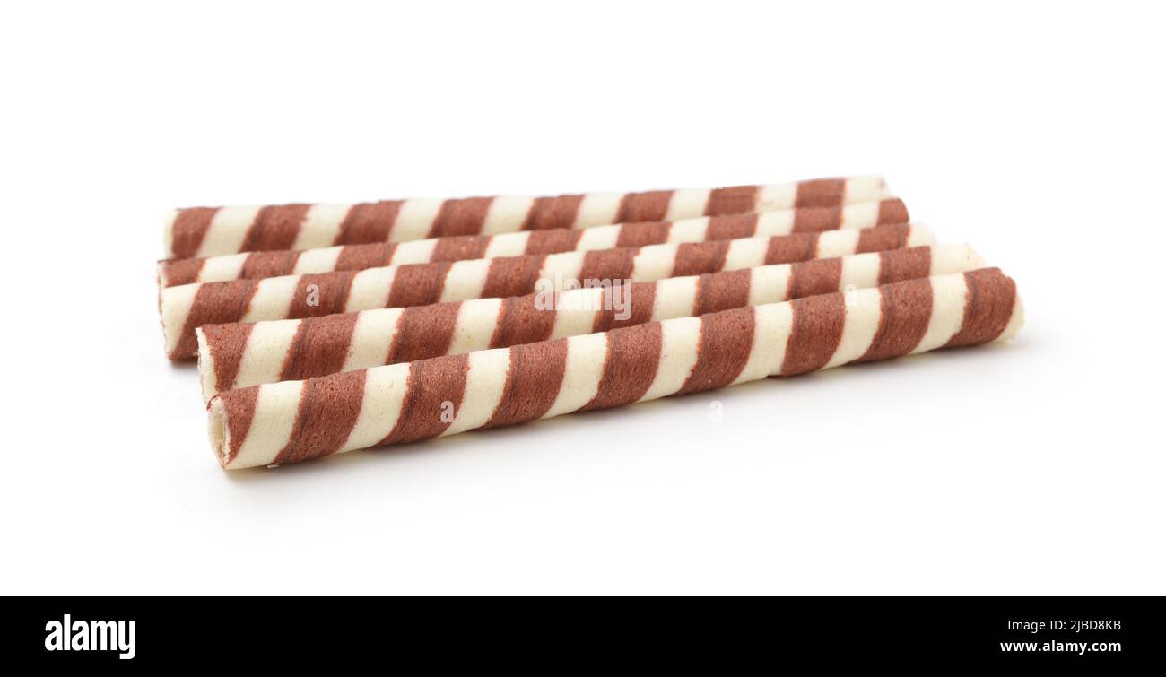 Group of sweet sticks with chocolate isolated on white Stock Photo - Alamy