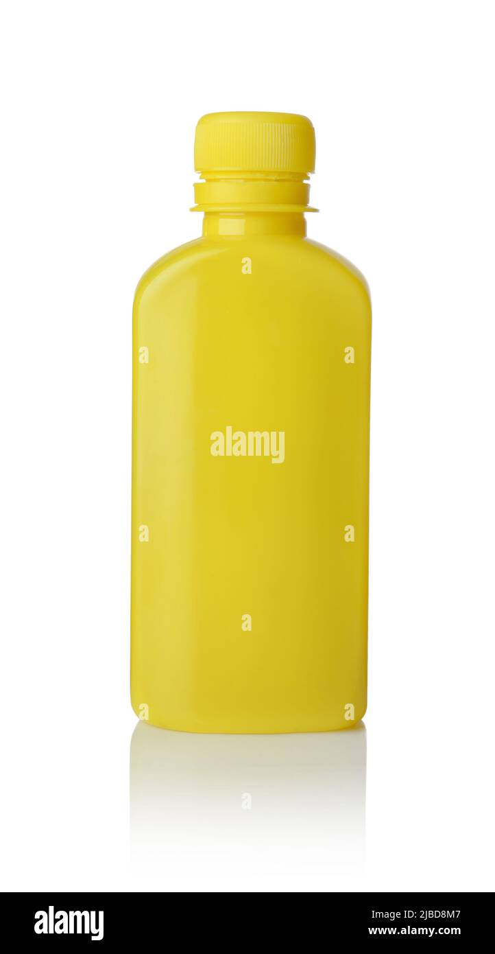 Technical yellow plastic bottle isolated on white Stock Photo - Alamy
