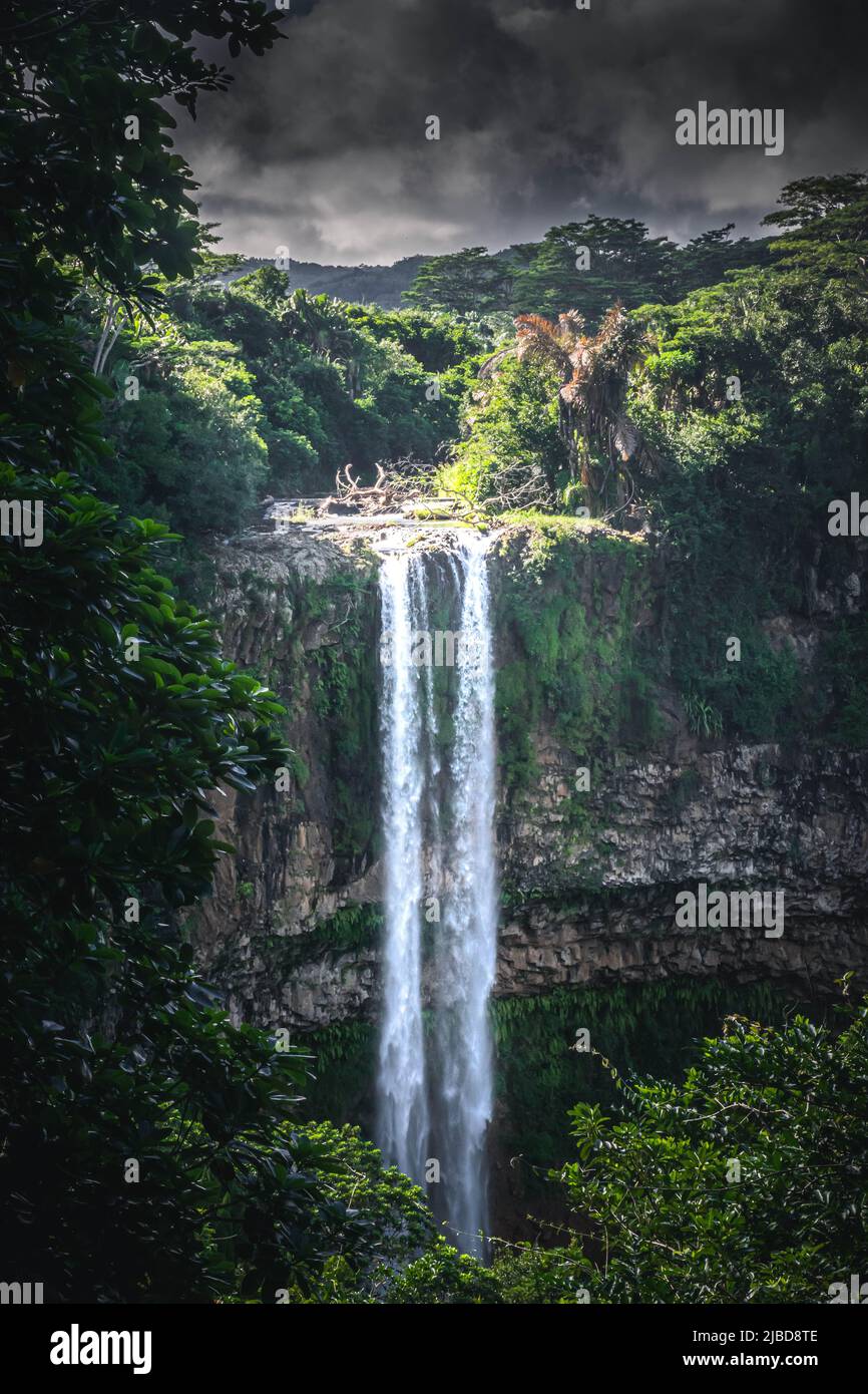 Chamarel Falls in the bad weather, Mauritius Stock Photo - Alamy