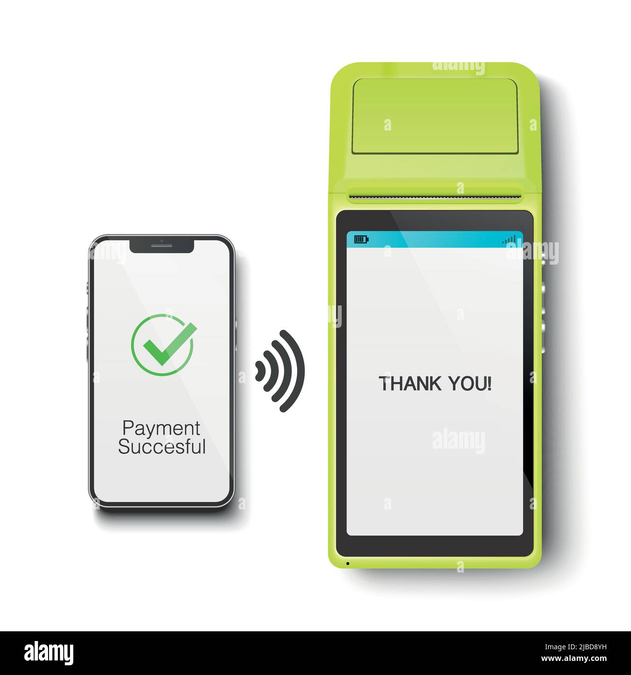 Vector 3d NFC Payment Machine and Smartphone. Payment Succesful ...
