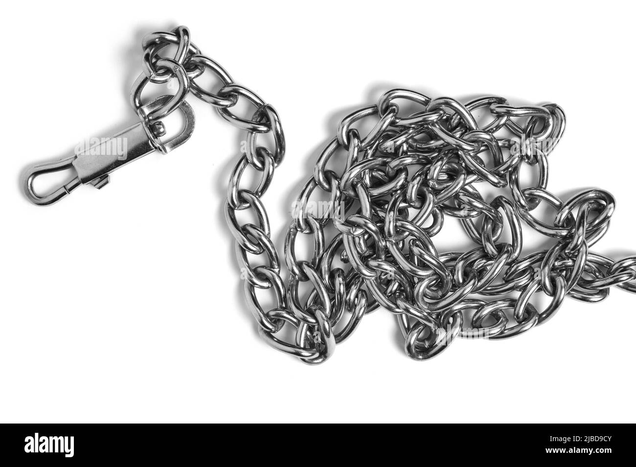 Nickel plated metal chain with carabiner white background, insulated ...
