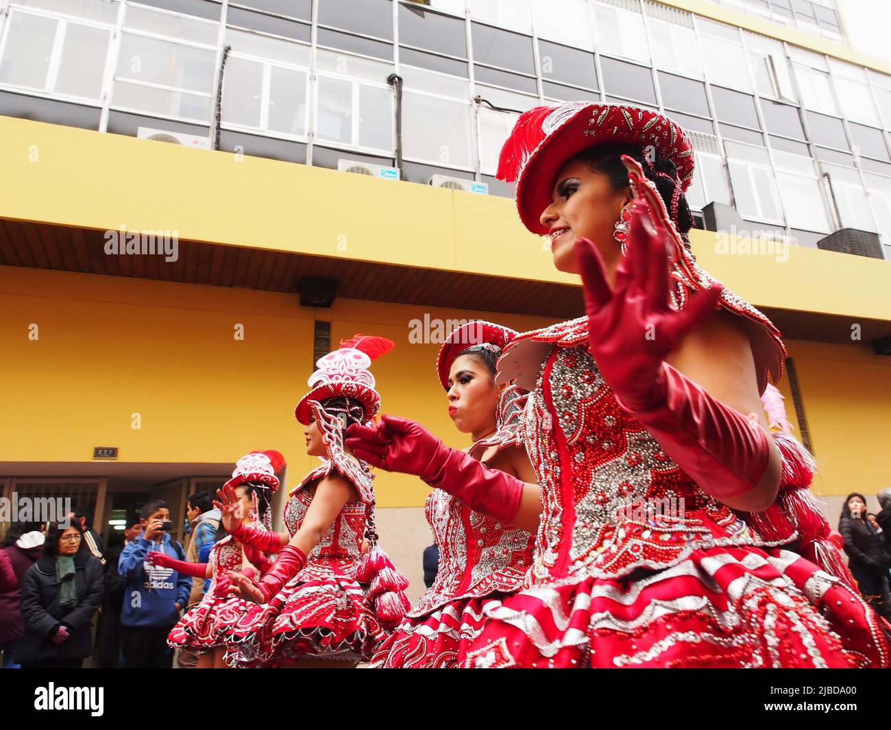 Group of girls performing a traditional dance of Puno. The municipality ...