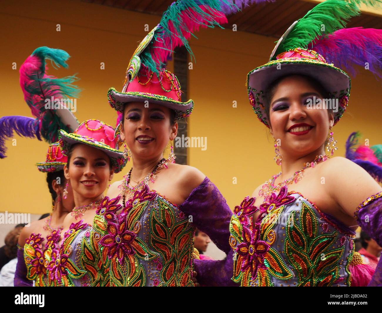 Group of girls performing a traditional dance of Puno. The municipality ...