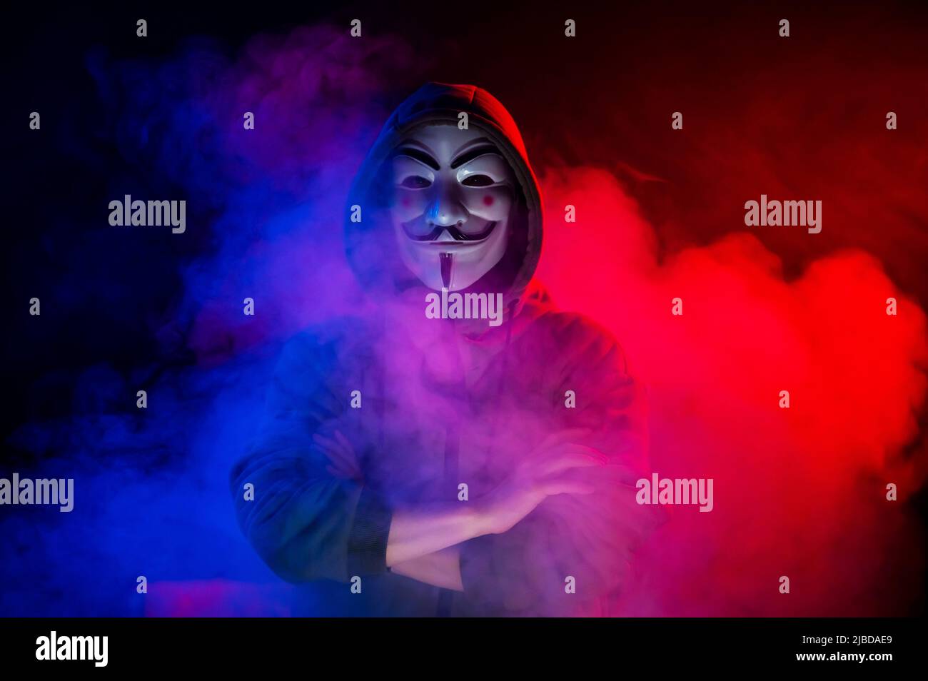 June 5, 2022 Novosibirsk, Russia: Hooded portrait of Anonymous in the ...