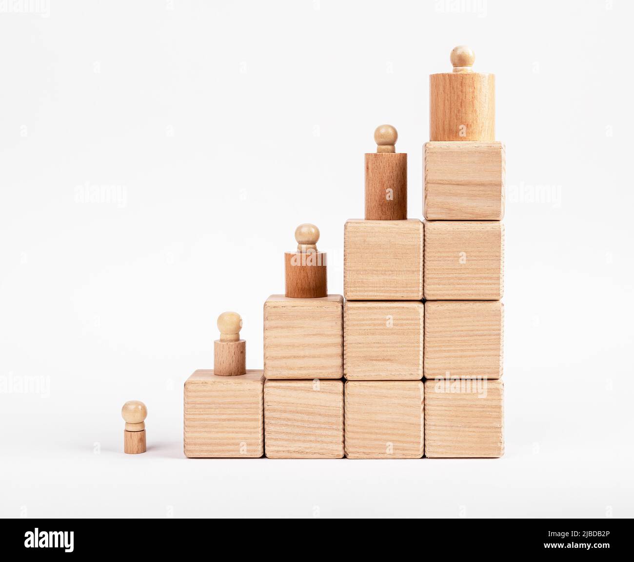 Career ladder from cubes with knobbed cylinders. Growth, personal and ...